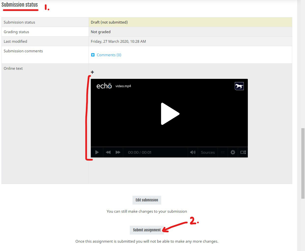 Student Hub: How to submit a video assignment
